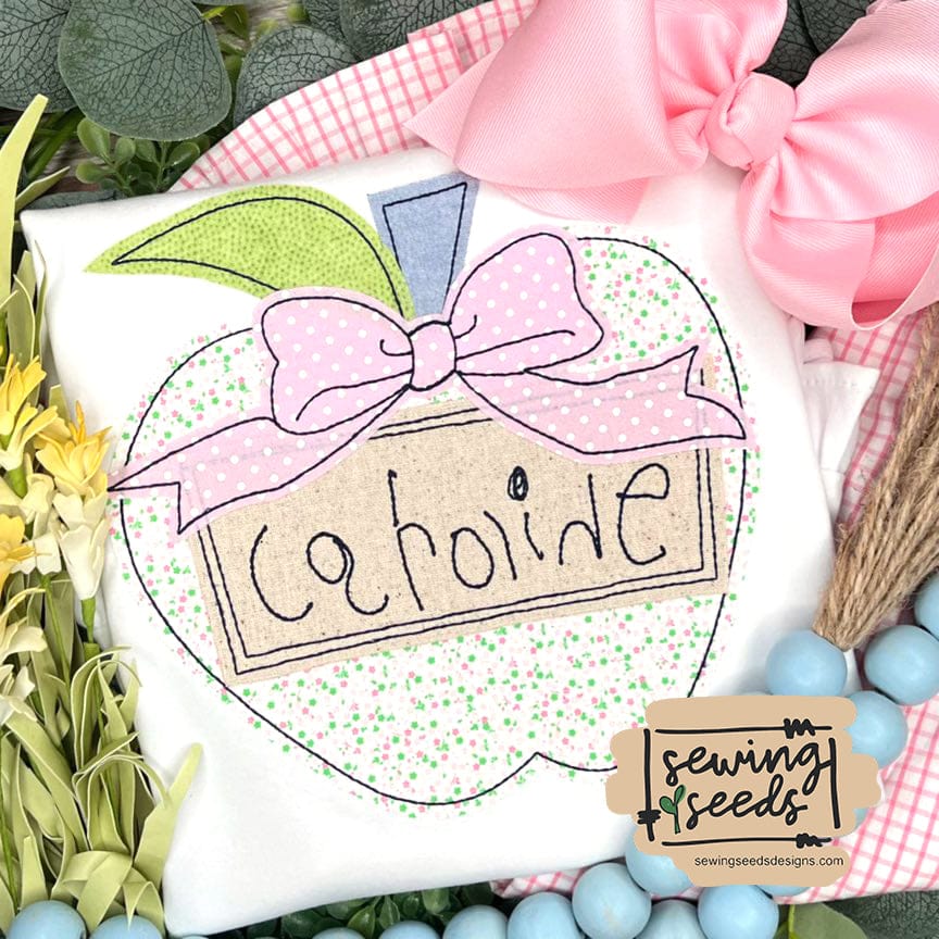 Apple with Bow GIRL Applique SS – Sewing Seeds