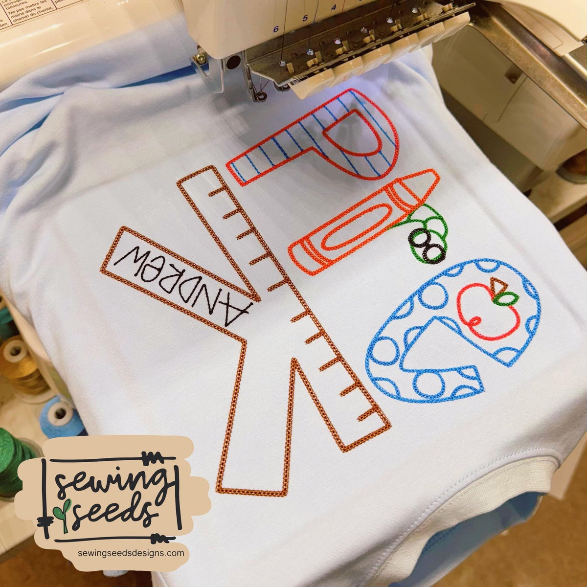 Back to School PreK Stacked ALL THREAD Embroidery SS – Sewing Seeds