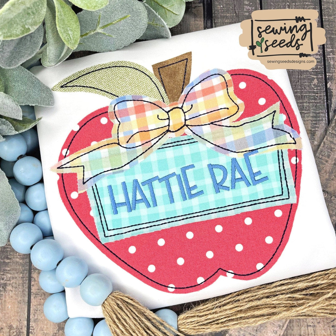 Apple with Bow GIRL Applique SS – Sewing Seeds