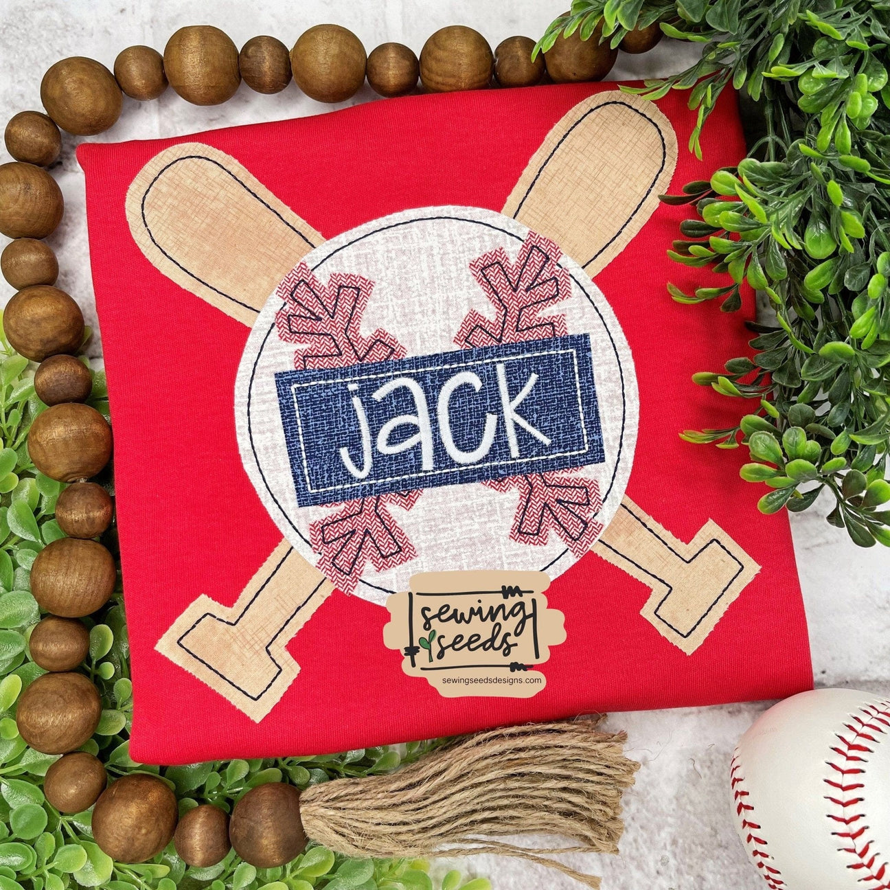 Baseball Bat with Name Tag Applique SS – Sewing Seeds