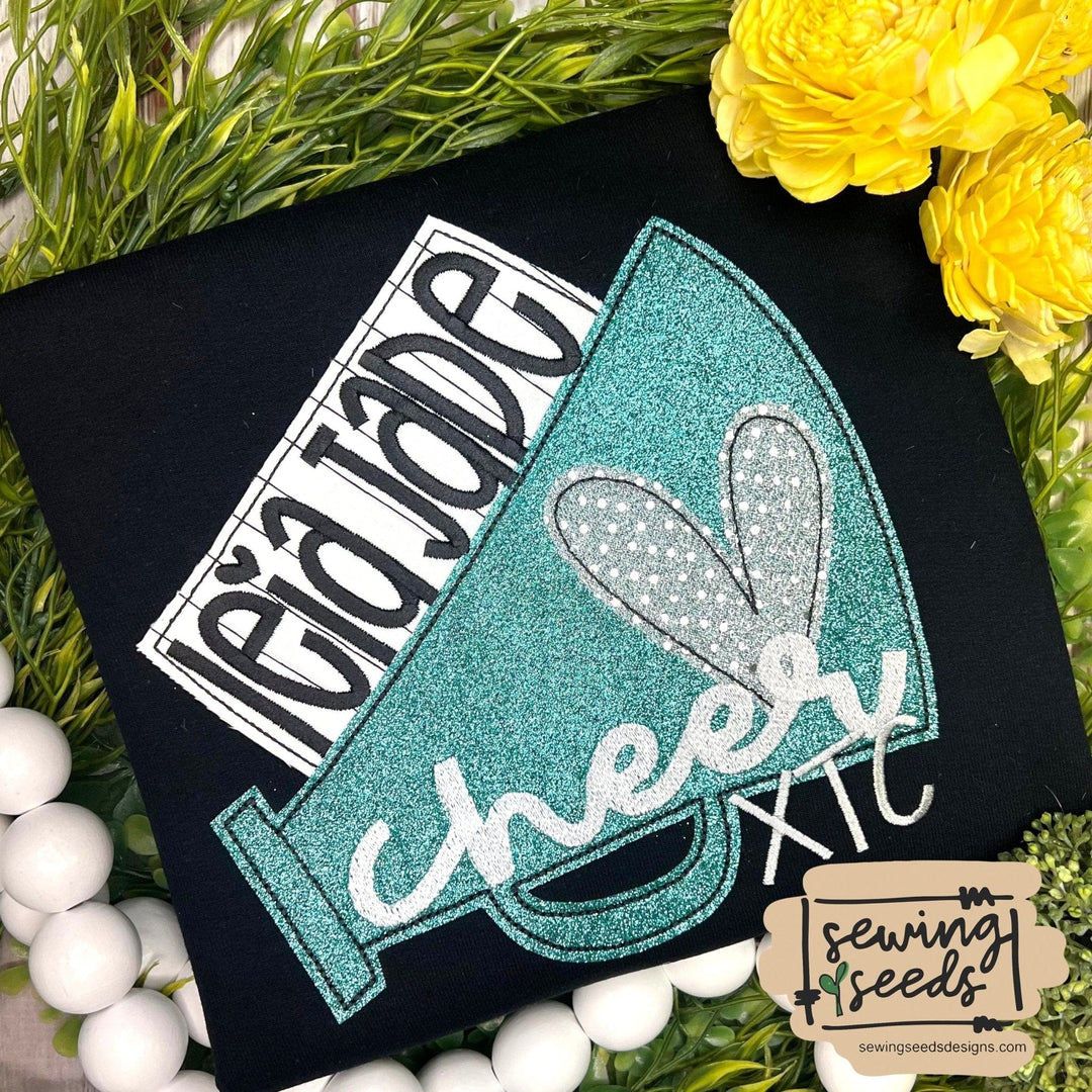Cheer Megaphone with Name Tag Box Applique SS – Sewing Seeds