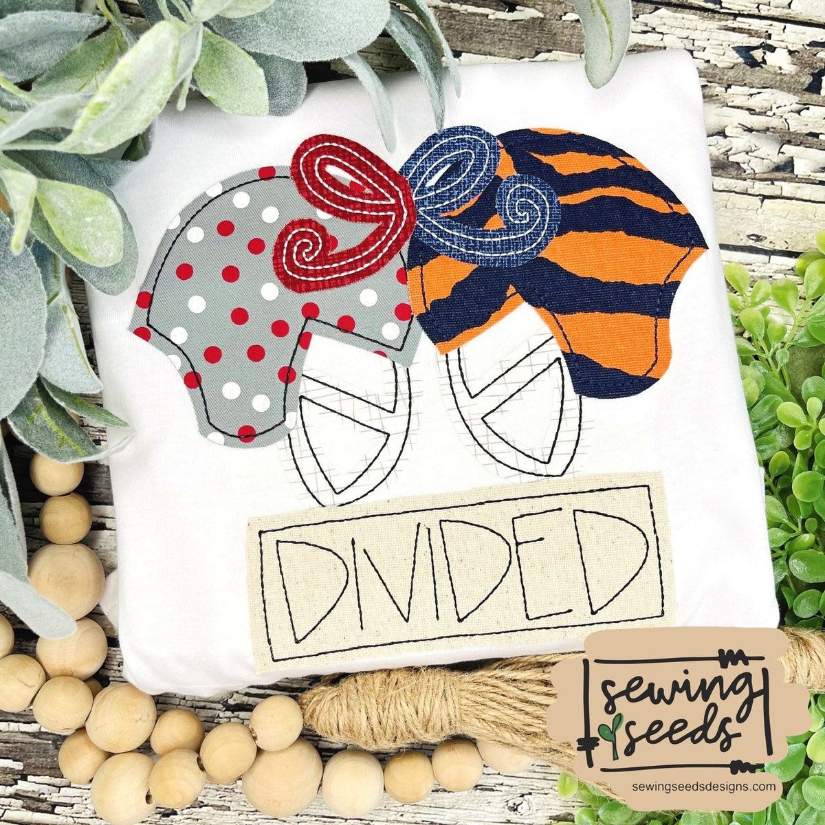 Football House Divided with BOW GIRL Applique SS – Sewing Seeds