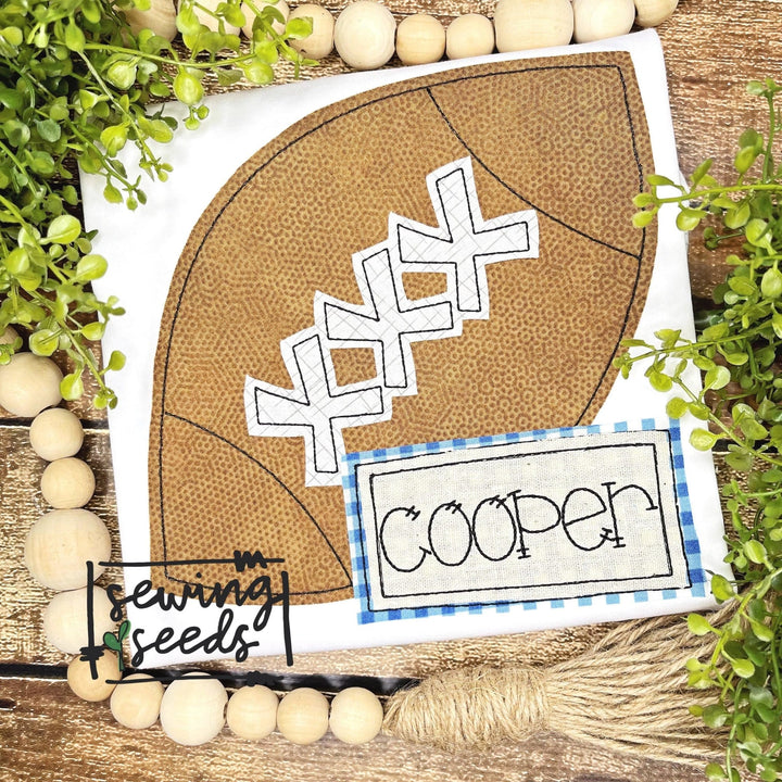 Football with Name Tag Applique SS – Sewing Seeds