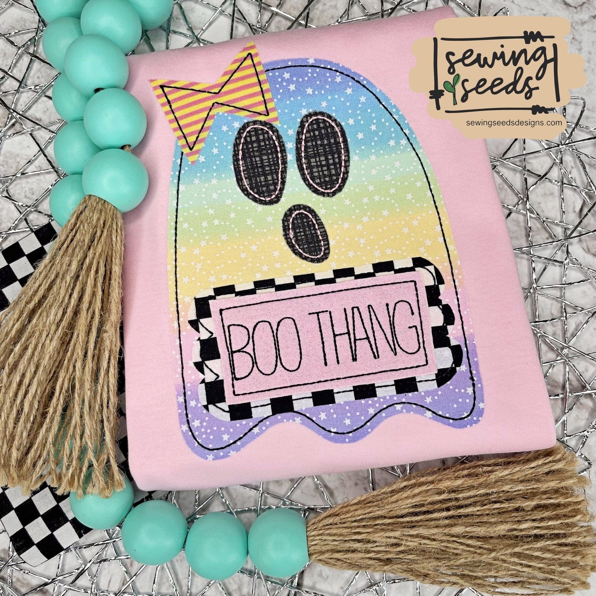 Halloween Girl Ghost Name Tag Applique SS – Sewing Seeds