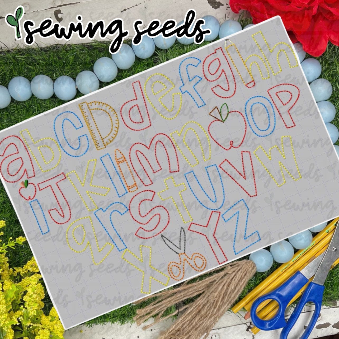 {School Seeds} Appliqué Font – Sewing Seeds