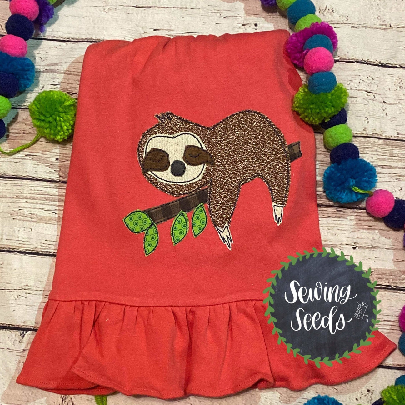 Sloth Applique Applique SS – Sewing Seeds