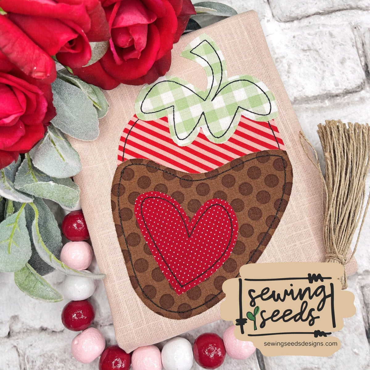 Valentine Chocolate Covered Strawberry Applique SS – Sewing Seeds